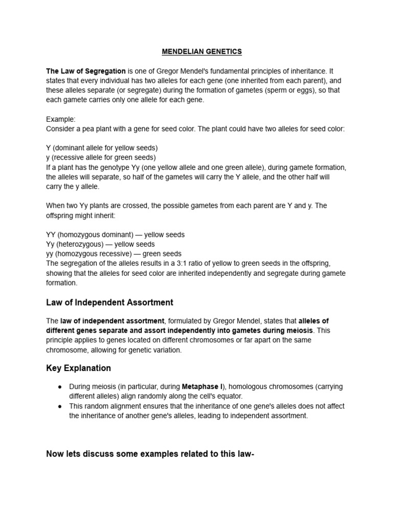 Mendelian Genetics | PDF | Dominance (Genetics) | Allele
