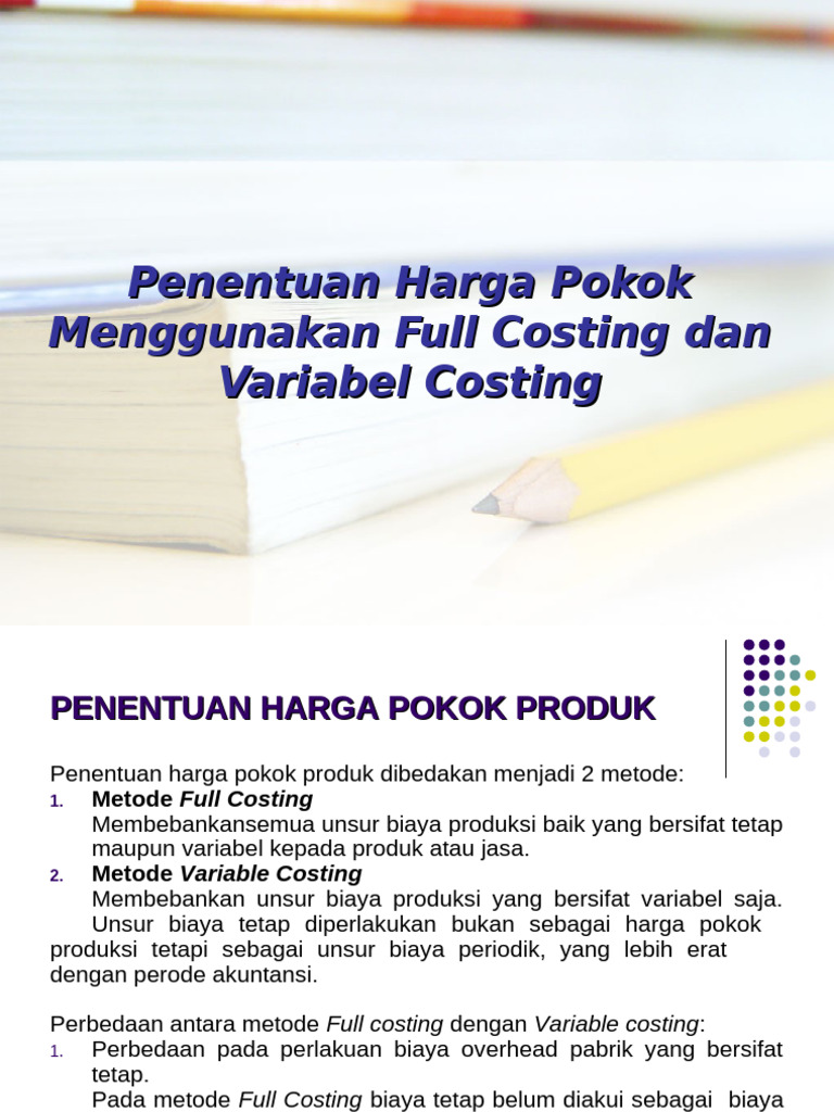 Full Costing Dan Variabel Costing | PDF