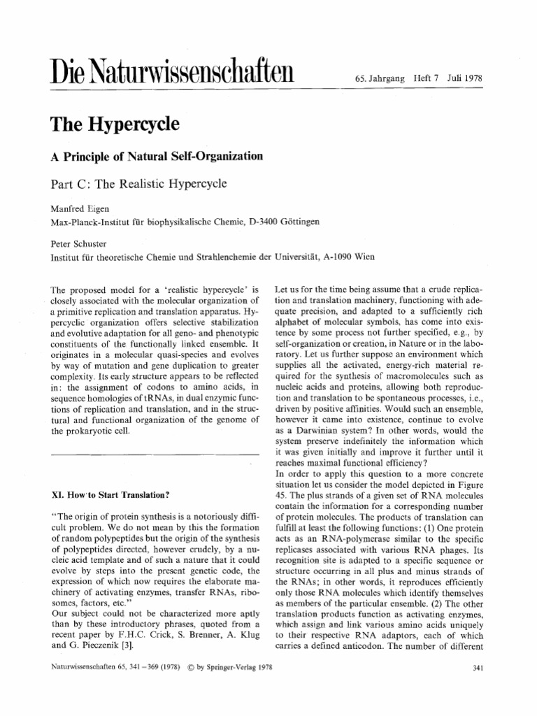 C - The Realistic Hypercycle | PDF | Translation (Biology) | Genetic Code