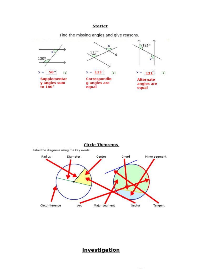 Exploring 9 Circle Theorems | PDF | Circle | Angle