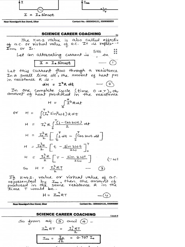 Urmesh Rajoria Notes Class 12 Alternating Current 5 | PDF