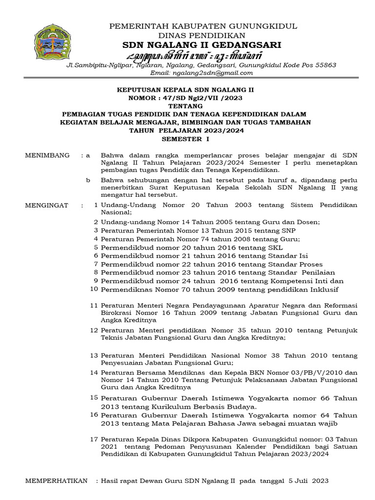 SK KBM SEMESTER 1 SDN Ngalang II 20232024 | PDF