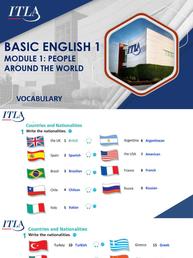 Basic English 1: Vocabulary Module 1 | PDF | Language Arts & Discipline