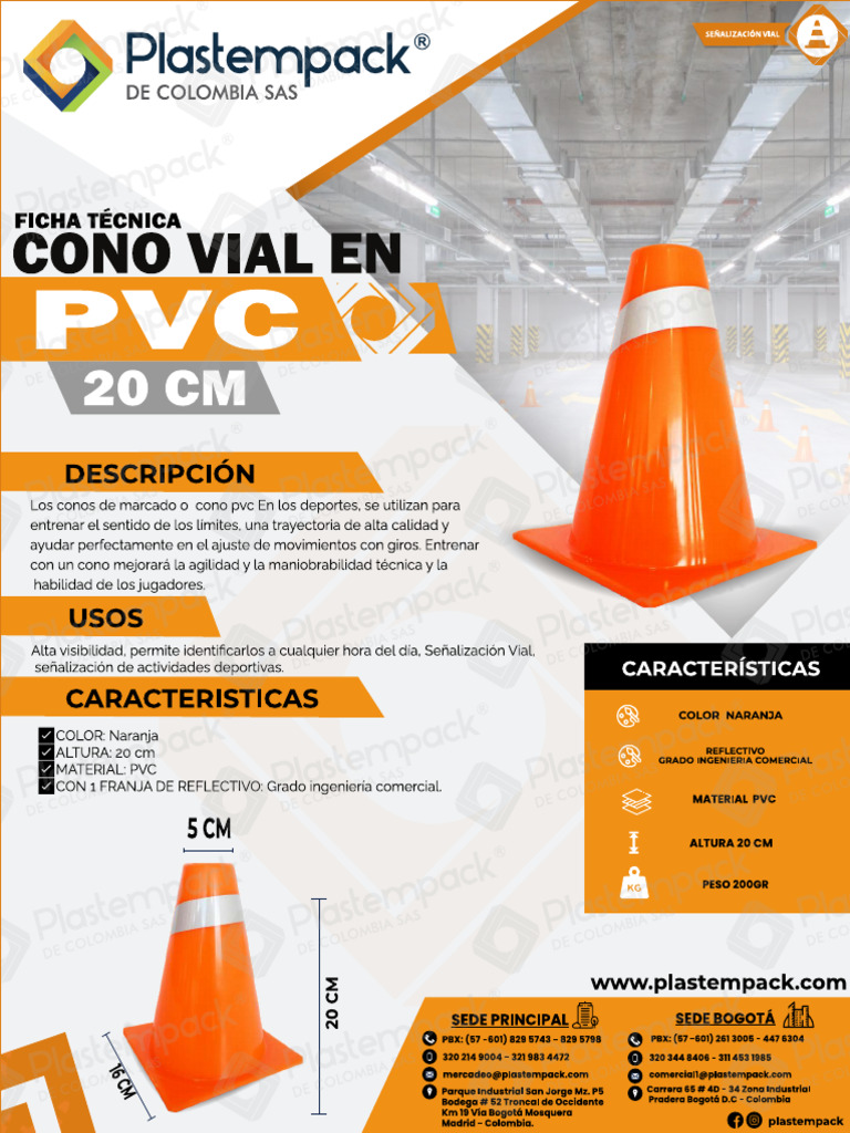 6.ficha Tecnica Cono Vial en PVC 20cm Plastempack 1 | PDF