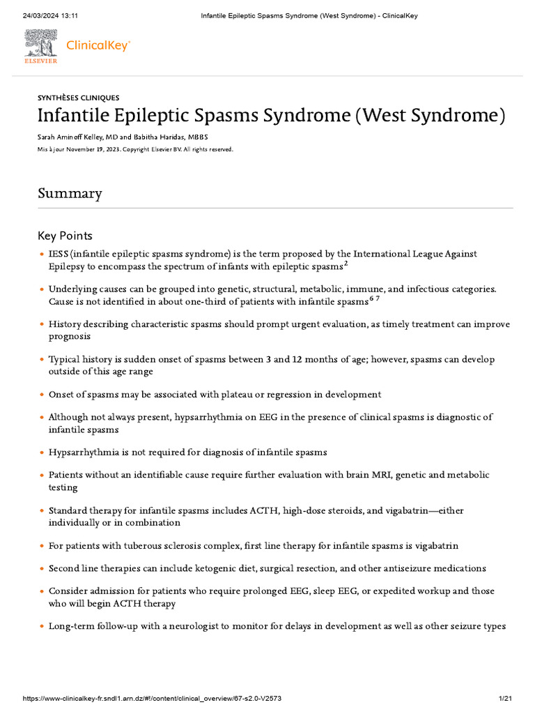 Infantile Epileptic Spasms Syndrome (West Syndrome) - ClinicalKey | PDF ...