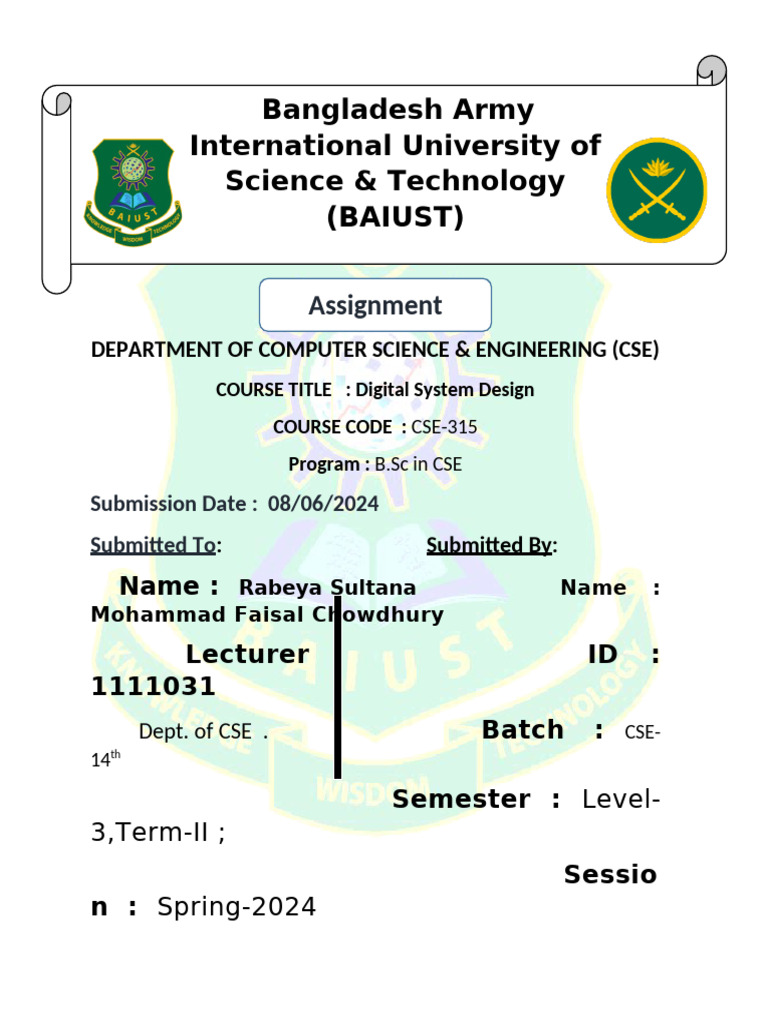 CSE-316 DSD - Assign | PDF