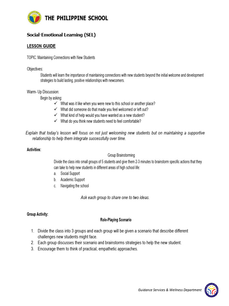 Lesson Guide - Maintaining Connection With New Student | PDF ...