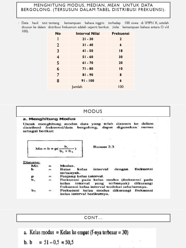 Menghitung Modus, Median, dan Mean | PDF