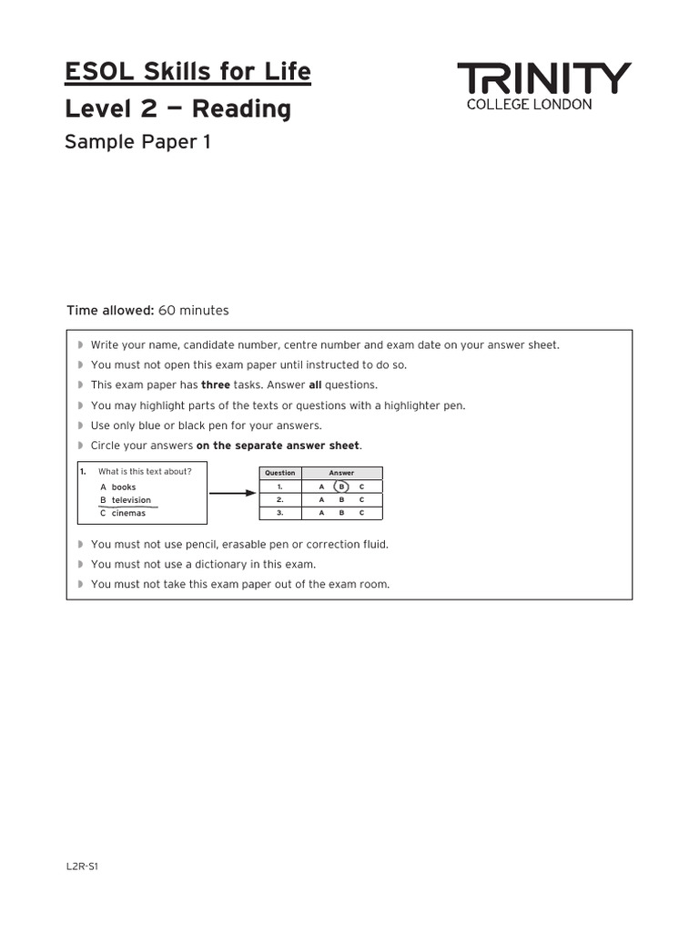 SOL DBRITO 2024 Sample Paper 1 - L2 Reading | PDF | Child Care | Schools