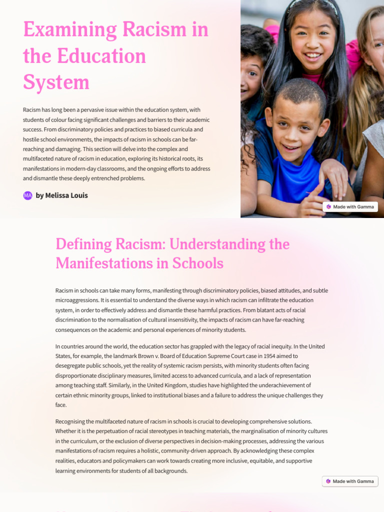 Examining Racism in The Education System 2 | PDF | Racism | Discrimination & Race Relations