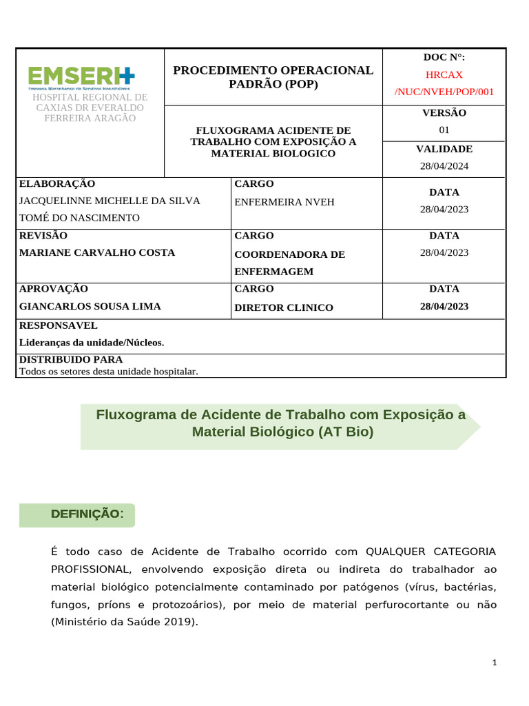 Fluxograma_acidente de Trabalho Com Perfuro Cortante 2023 | PDF ... Fluxograma_acidente de Trabalho Com Perfuro Cortante 2023 | PDF ...
