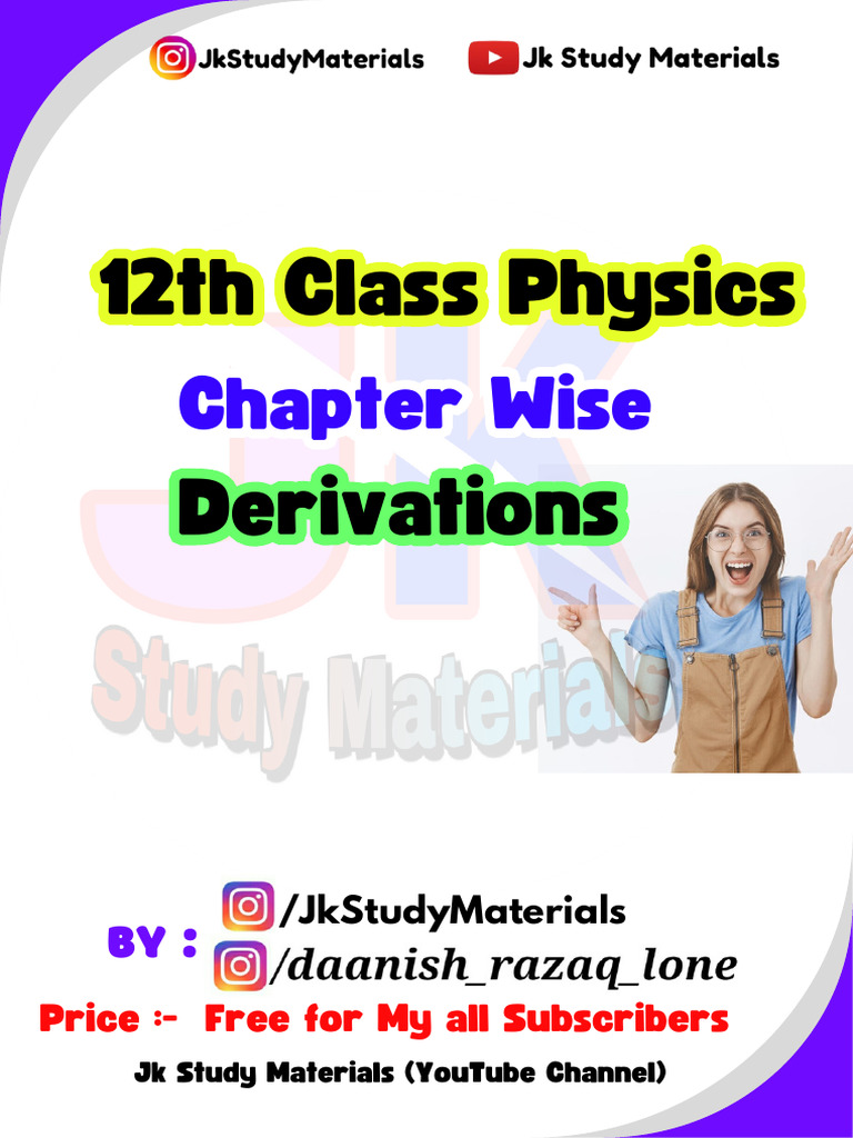 12th Class Physics Derivations Chapter Wise | PDF
