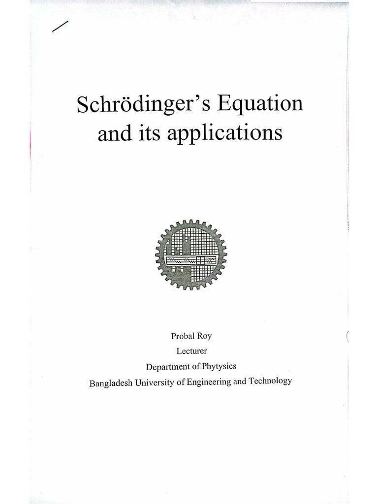 Schrodinger Equation | PDF