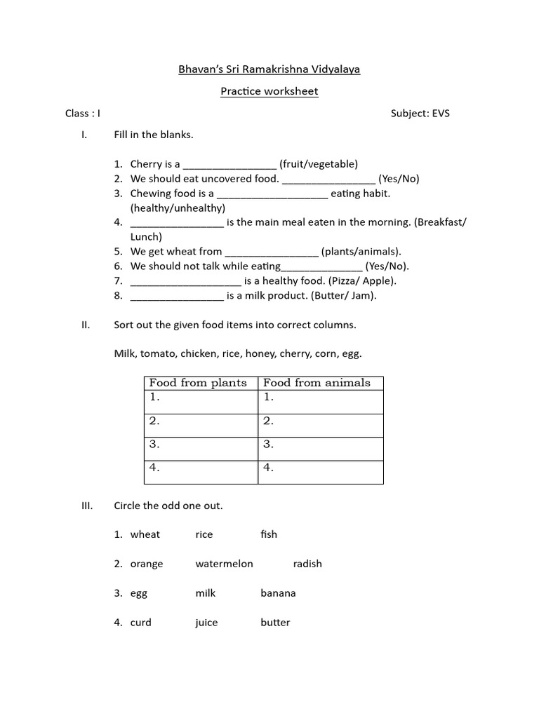 Class1 - EVS - Practice Sheet | PDF