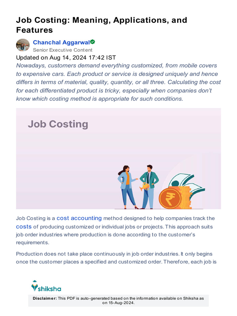 Job Costing: Definition and Applications | PDF | Labour Economics ...