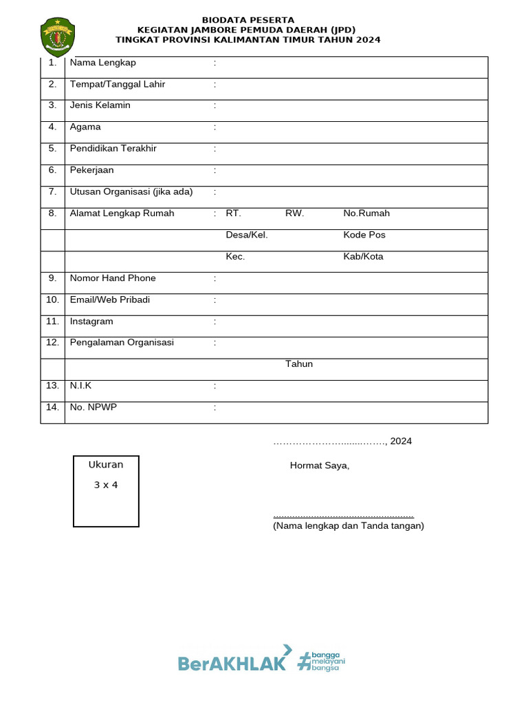 Biodata Peserta JPD 20204 | PDF