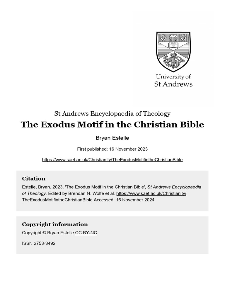 Exodus Motif in Christian Theology | PDF | Book Of Exodus | The Exodus