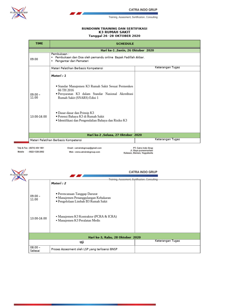 Rundown Sertifikasi K3RS-1..sdh Edit | PDF | Teknologi & Rekayasa