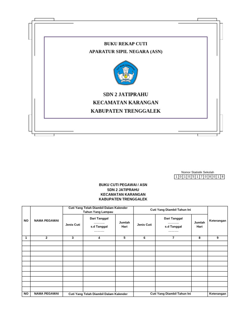 Rekap Cuti ASN SDN 2 Jatiprahu | PDF