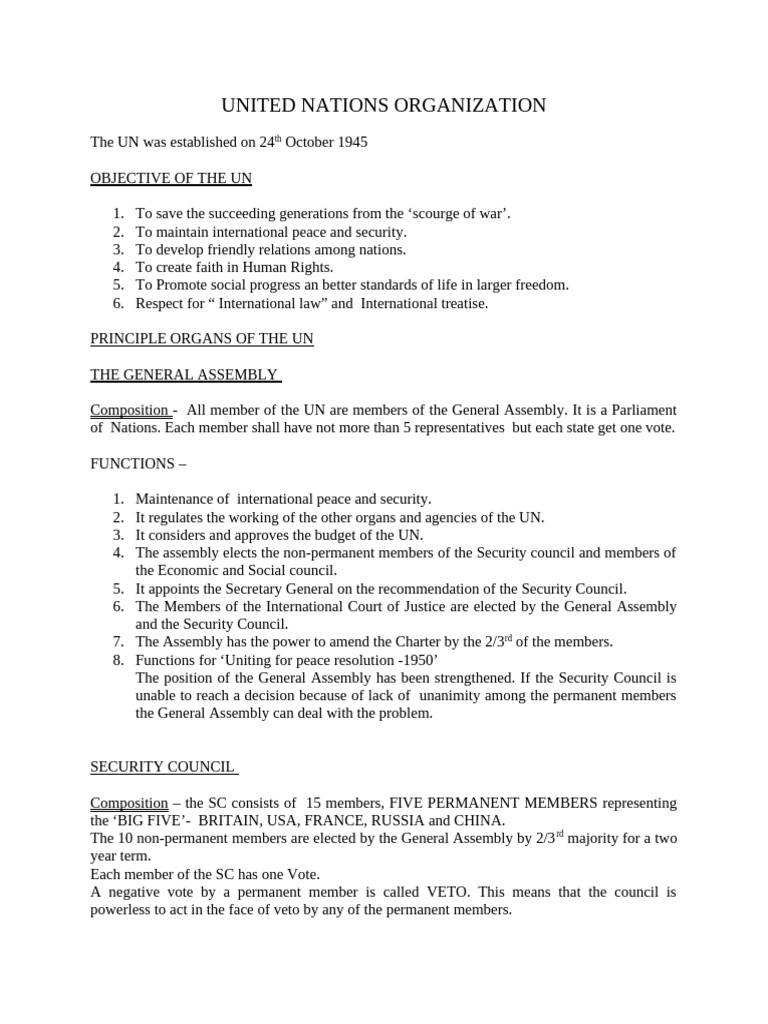 United Nations Organization | PDF | United Nations General Assembly ...
