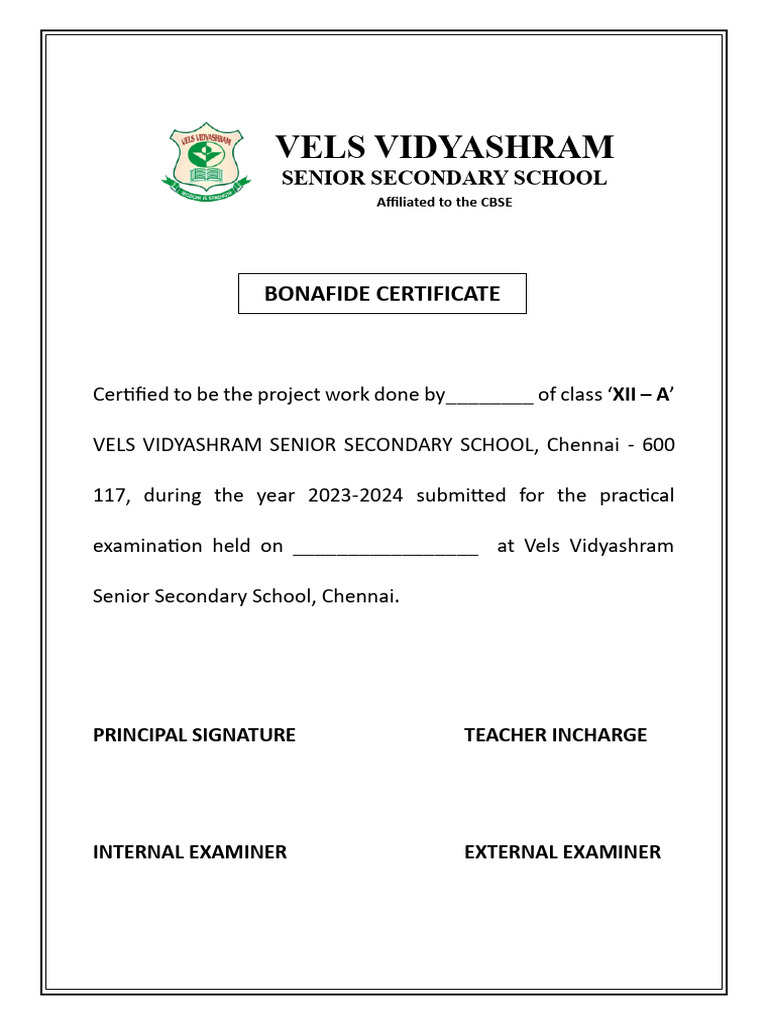 Bonafide Certificate | PDF