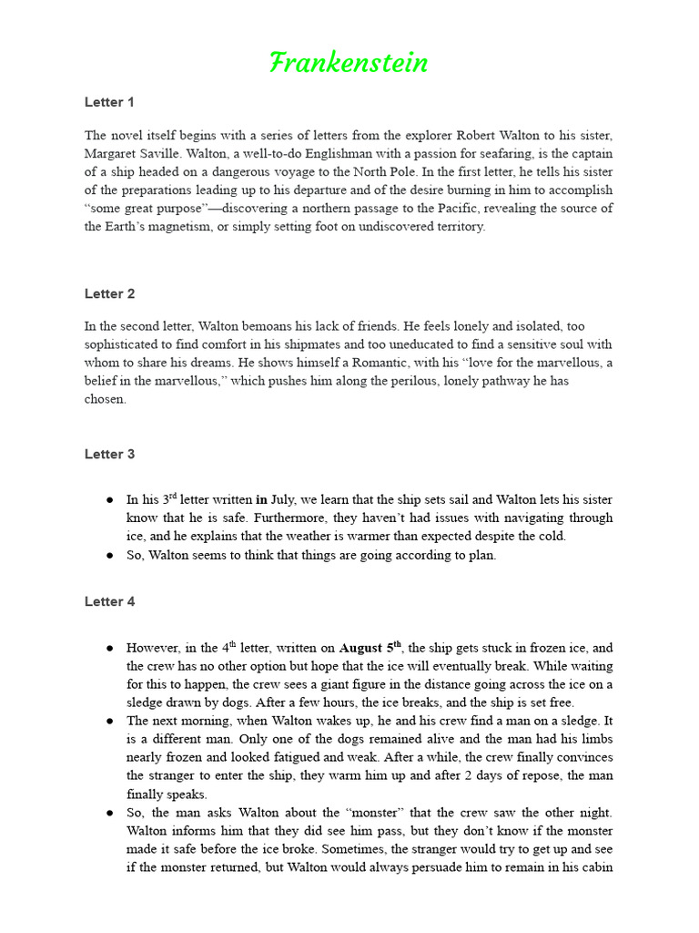 Summary Frankenstein 2019 | PDF | Frankenstein