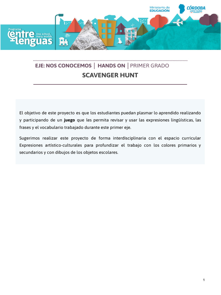 Scavenger Hunt para Primer Grado | PDF | Evaluación