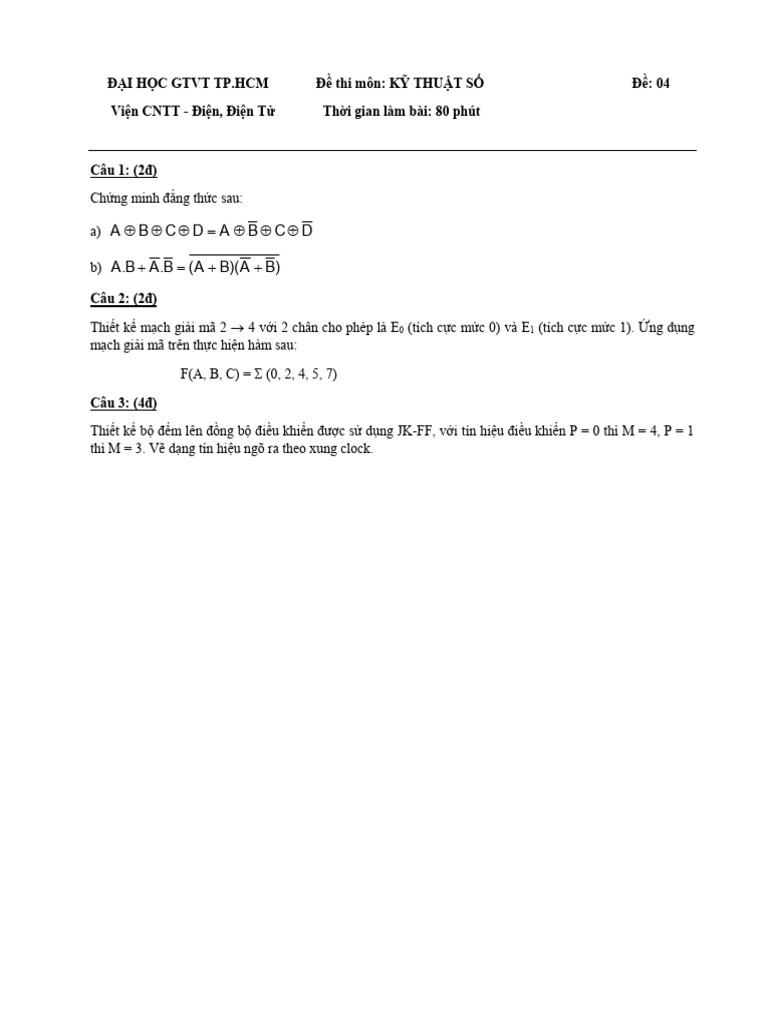 Đề Thi Giữa Kỳ - KTS - TD23 - Đề 04 | PDF