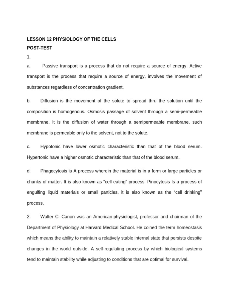Lesson 12 Post-Test | PDF | Wellness