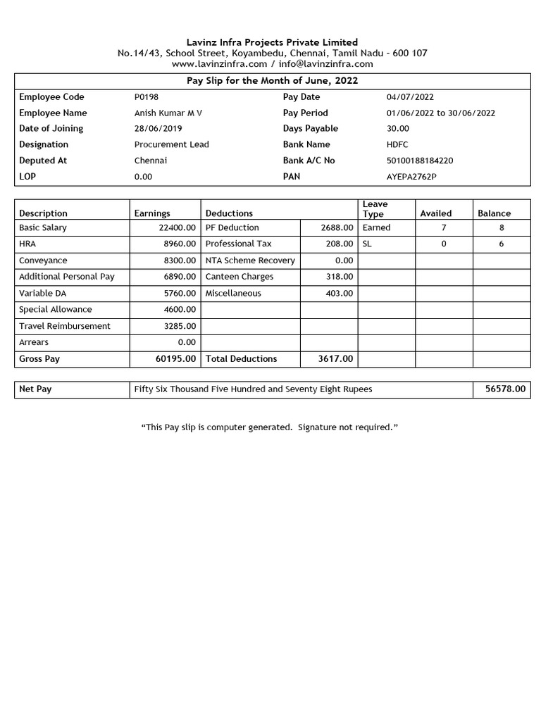 Anish_June_Payslip | PDF