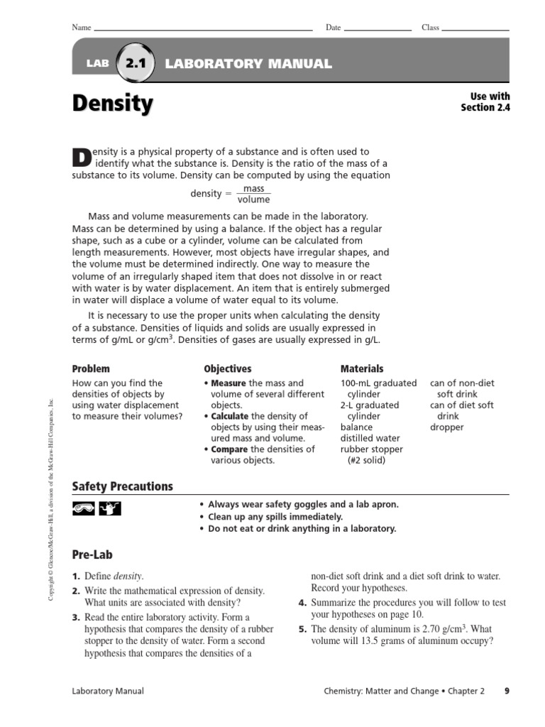 Lab-2-Density | PDF | Volume | Density