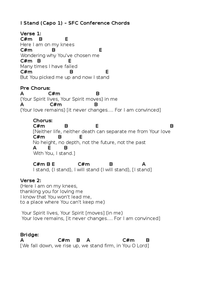 The Stand Hillsong Guitar Chords