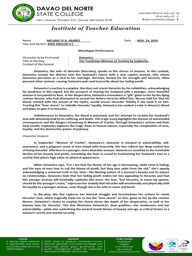 ARANEZ Monologue Performance | PDF