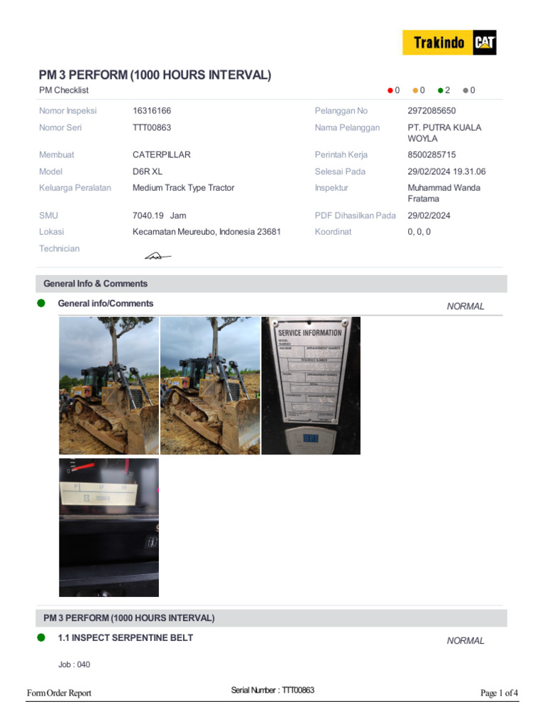 Caterpillar D6R XL Inspection Report | PDF | Motor Vehicle | Vehicle ...