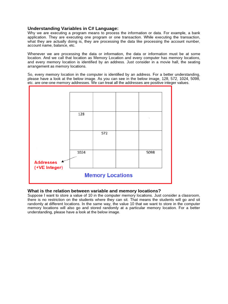 Declaring Multiple Variables in C# | PDF | Variable (Computer Science) | C Sharp (Programming ...