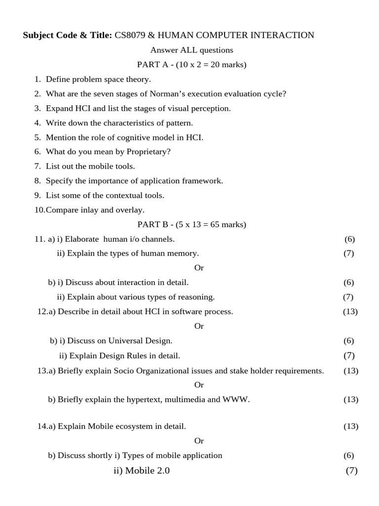 Cs8079-Hci QP1 | PDF | Technology & Engineering