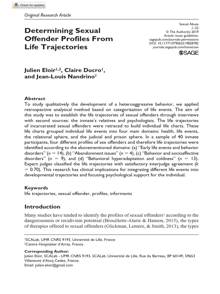 Sexual Offender Life Trajectories Analysis | PDF | Sex Offender | Violence