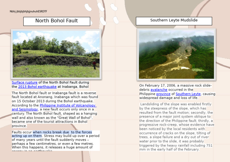 North Bohol Fault: Southern Leyte Mudslide | PDF