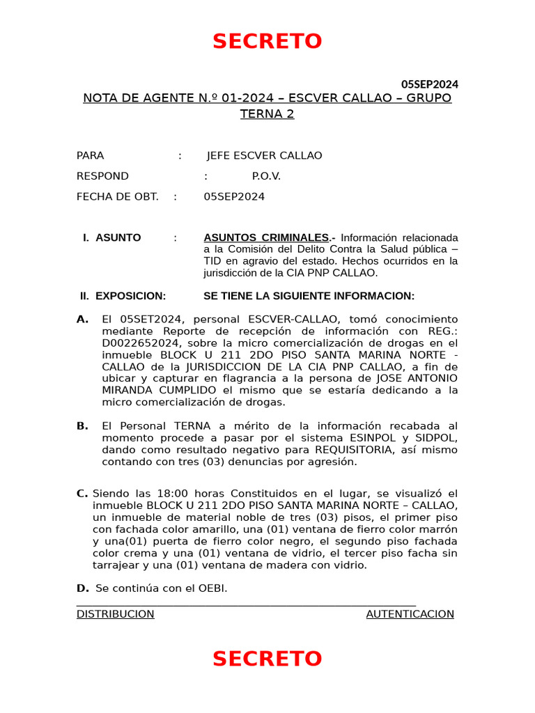 Notas de Agente 05set | PDF