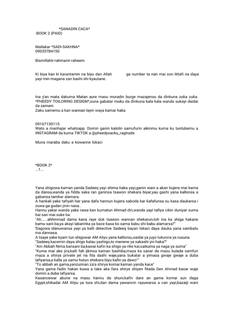 Sanadin Caca Paid Book 2-Wps Office | PDF