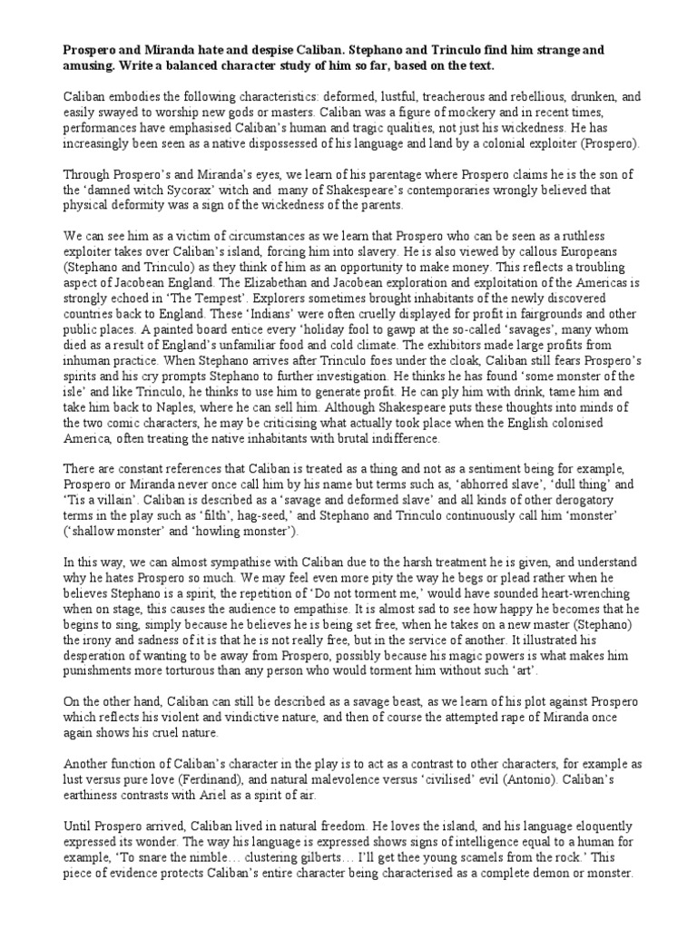 Caliban's Character | PDF | The Tempest