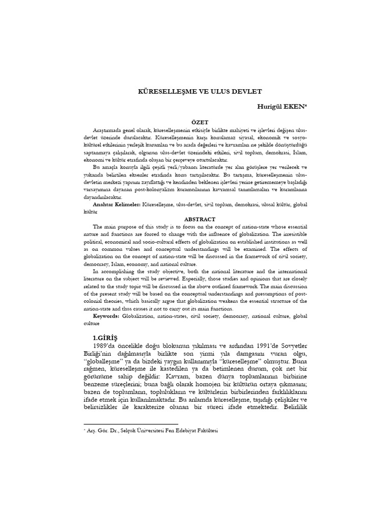 Kuresellesme Ve Ulus Devlet | PDF