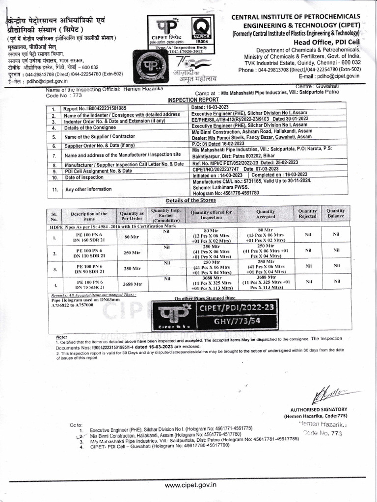 CIPET (Revised Lathimara) - 20241104 - 0001 | PDF