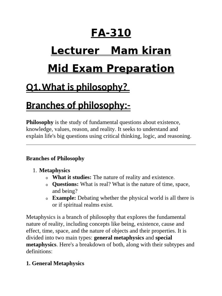 FA-310 | PDF | Metaphysics | Ancient Greek Philosophy