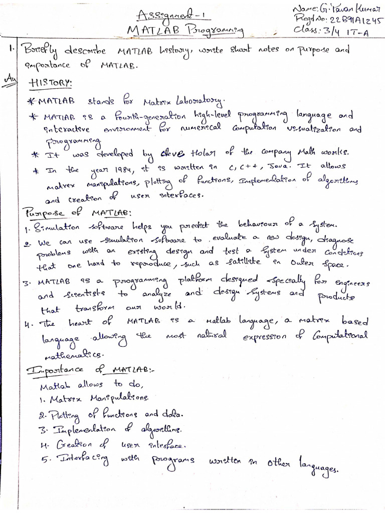 MATLAB Assignment | PDF