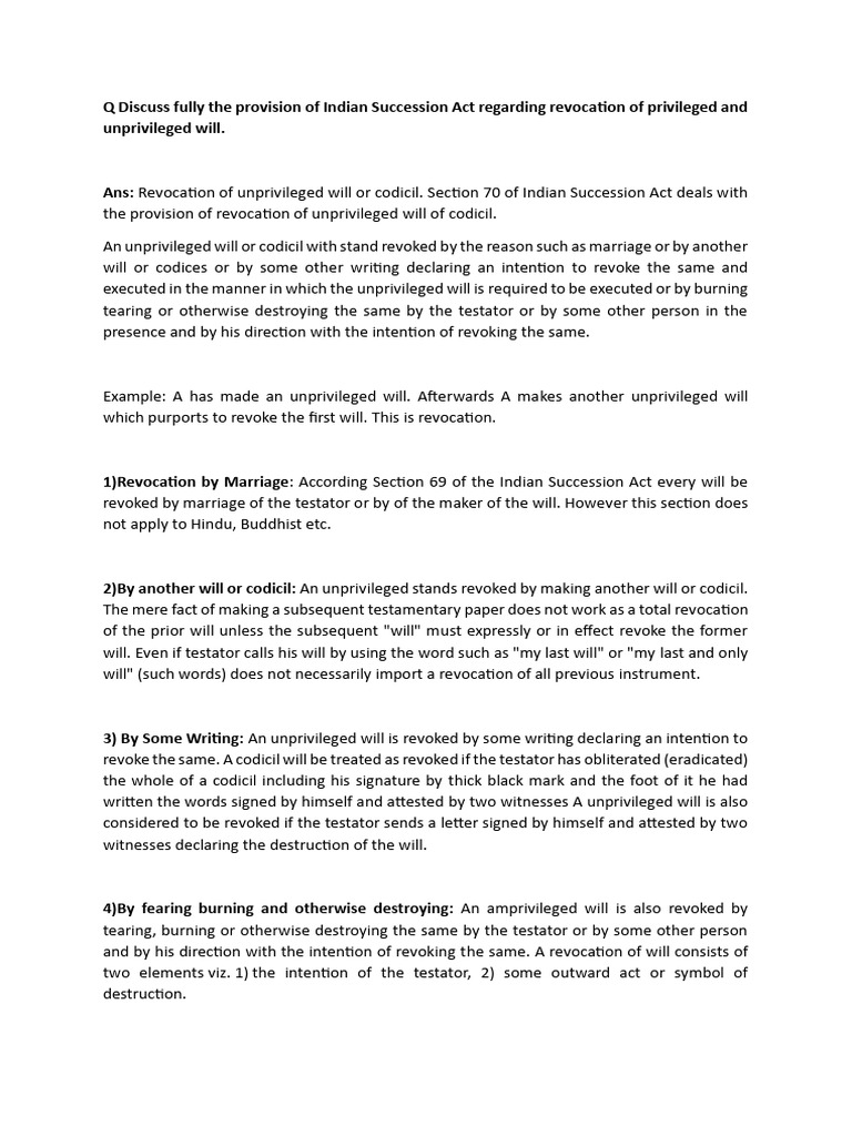 Revocation of Privileged and Unprivileged Will | PDF | Will And ...