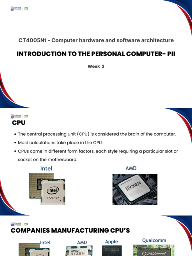 CT4005NT WK02 L Introduction To Personal Computer Part 2-1 | PDF | Cpu ...
