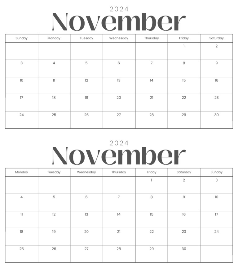 November 2023 Calendar Overview | PDF