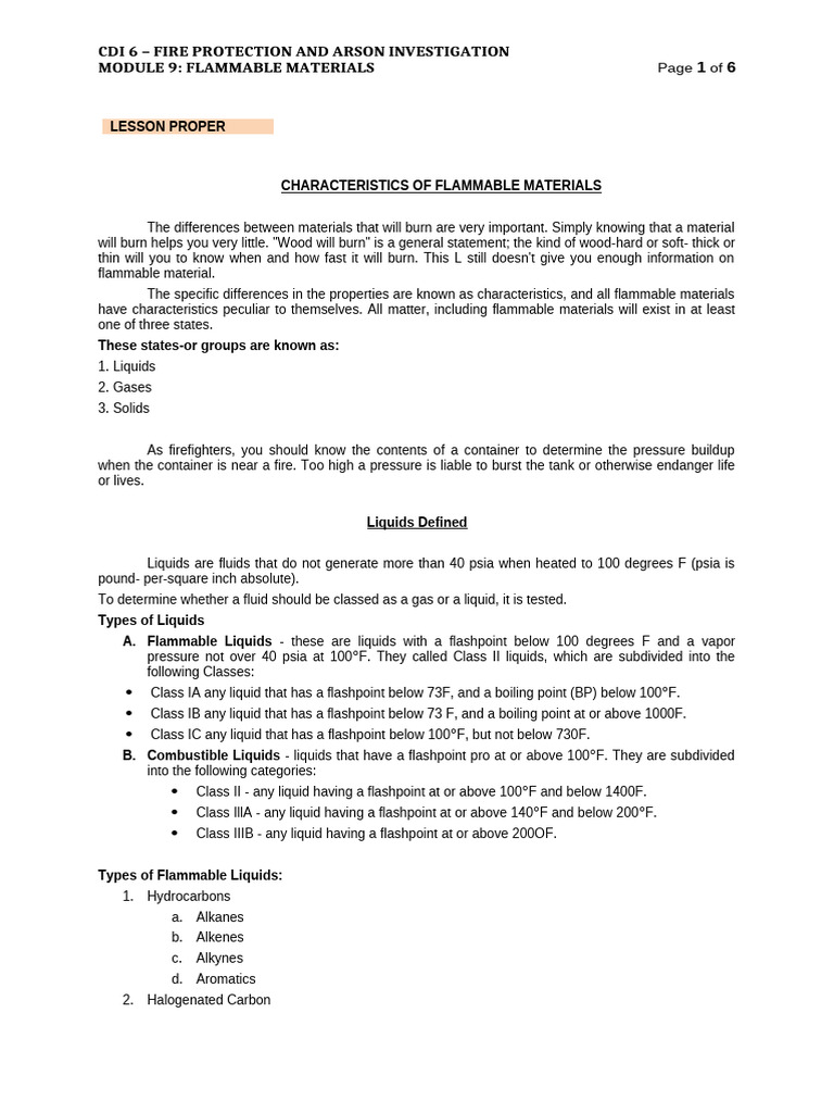 MODULE 9. Lesson Proper | PDF | Combustion | Fires