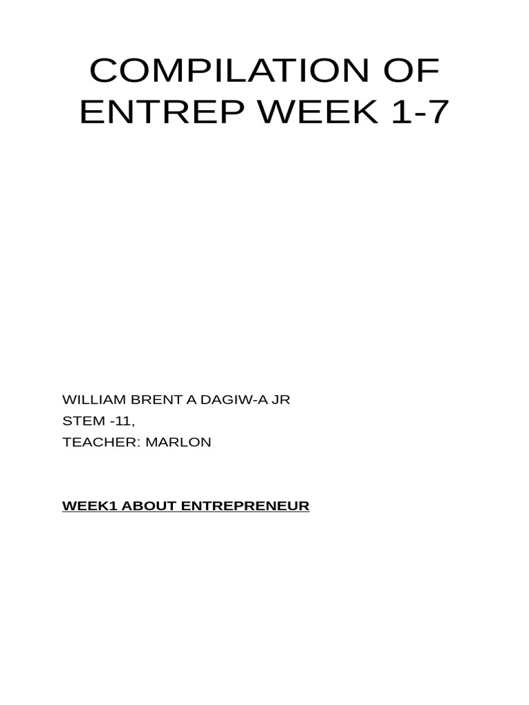 Compilation of Entrep Week 1 | PDF | Marketing | Brand